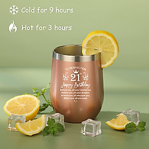 21st Birthday Gifts for Her, Happy 21st Birthday Decorations for Her, Funny 21 Year Old Birthday Gift Ideas for Her, Friends, Sister, Daughter, Girlfriend - 12oz Stainless Steel Insulated Wine Tumbler