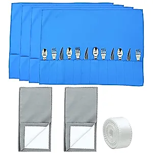 4 Pcs Silver Storage Bags Silver Storage Cloth Anti Tarnish Silver Protector Bags for Silverware Flatware Storage Organizer Place Setting Roll with 2 Pcs Silver Cleaning Cloth for Teaspoon Utensils