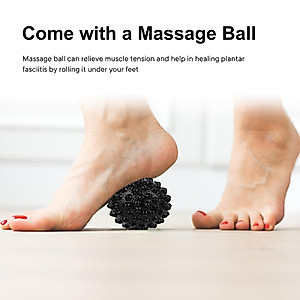 BSTBOO Plantar Fasciitis Night Splint: 2pcs Upgraded Plantar Fasciitis Brace with Massage Ball for Foot Pain Relief by Plantar Fasciitis Achilles Tendonitis Foot Drop Flat Arch Heel Spur | Comfortable & Easy Use for Women Men Black