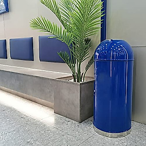 Stainless Steel Trash Can with Lid Open Top Trash Bin, Industrial Metal Trash Enclosure, Detachable Inside Cabinet, Commercial Garbage Bin for Hotel, Patios, Cafés, Parks (Color : Blue, Size : 45L)