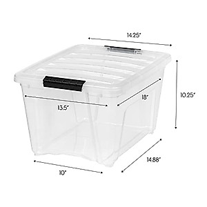 IRIS USA 6 Pack 32qt Clear View Plastic Storage Bin with Lid and Secure Latching Buckles