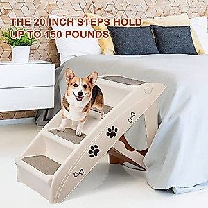 Dog Stairs to Bed Pet Stairs Dog Steps for Small Dogs Washable Carpet Pet Stairs for High Bed Foldable Plastic Pet Steps