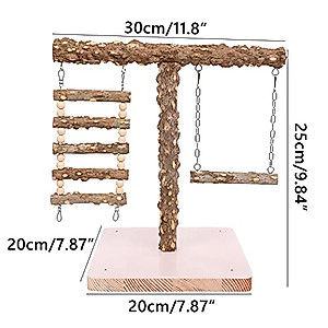 Bird Tabletop Training Perch Play Stand, Portable Parrot Swing Toys Wood Bird Cage Toys, Bird Perches Standing Sticks Exercise Gym Playground for Parakeets Cocktails Conures Lovebirds (T-B)