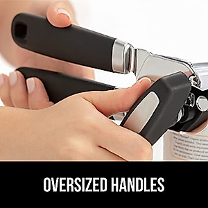 Gorilla Grip Heavy Duty Stainless Steel Smooth Edge Manual Hand Held Can Opener With Soft Touch Handle, Rust Proof Oversized Handheld Easy Turn Knob, Best Large Lid Openers for Kitchen, Black
