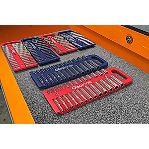 Magnetic Portable Socket Organizer Tray | 1/4-inch Drive | Red | for Deep & Shallow Sockets | Holds sockets up to 5/8" or 14 mm | Professional Quality Tool Organizer | by Olsa Tools