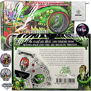 Terror, Insane and Madness Possibilities with Fairy Tales Gloom Cthulhu Card Games and The Expansion: UNPLEASANT Dreams Bundle with Random Color Drawstring Bag Plus 1inch Darkness Token