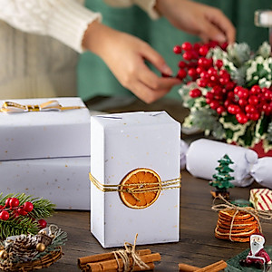 Homeral Wrapping Paper Roll-17inch x 16.5ft White with Silver and Gold Foil Flake for Christmas, Birthday, Wedding, Bridal Shower, Anniversaries, Party