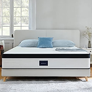 Molblly Queen Mattress, 10 inch Innerspring Mattress in a Box, Ultimate Motion Isolation Individually Wrapped Pocket Coils Mattress, Pressure Relief and Supportive