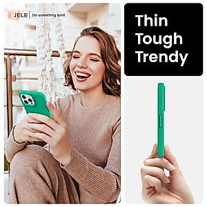 JELE Shockproof Designed for iPhone 13 Pro Max Case, Liquid Silicone Phone Case with [Soft Anti-Scratch Microfiber Lining] Military Grade Drop Protection Slim Thin Cover, 6.7 inch, Bright Green