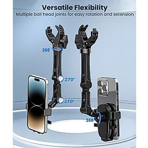 Karmus Rearview Mirror Phone Holder for Car, Rear View Mirror Phone Holder, Rotatable and Retractable Car Phone Holder Mount, Car Truck Essentials Accessories Compatible with All Cell Phones