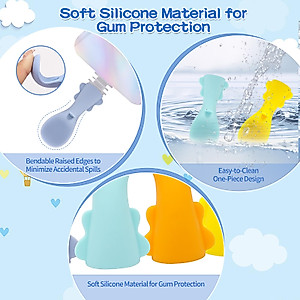 Miniguysa Silicone Baby Spoons & Squeeze Pouch Feeder Attachments Topper: Easy-Clean, Leak-Proof Spoon for Infant Food, Ideal for Diverse Food Pouches, Suitable for 3+ Months Babies 4-Pack, 2.48*1.18