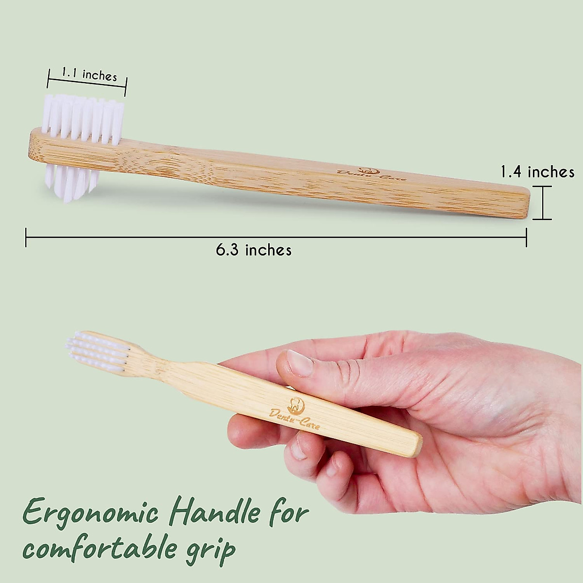 Denture Cleaning Tablets Smokers 120 Bundle with Dentu-Care Bamboo Denture Brush Specifically Designed to Gently Clean Hard to Reach Areas for Full Partial Dentures