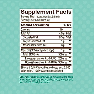 Nature's Way NutraVege Omega-3 Plant Based Liquid Supplement, Strawberry + Orange Flavored, 6.8 oz