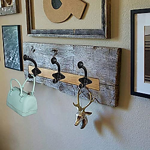 Antique Rustic Black Cast Iron Hooks,Antique Old Shabby Chic Cast Iron Hooks, Wall Mounted Hooks (Set of5 ) Ymaiss Vintage Inspired Coats Towel Hook Robe Hook