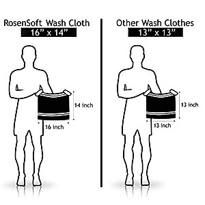 RosenSoft Oversized Wash Clothes-16x14 in Extra Large Wash Cloths for Body and Face, Hand Gym Spa- Fingertip Towels for Bathroom, Bath Towel Set, 100% Turkish Cotton Thick and Absorbent (White, 6)
