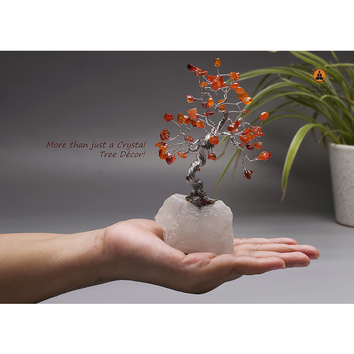 Divine Magic Carnelian Healing Good Luck Money Tree Abundance Home Decor Decoration Crystal Tree Sculpture Gift Figurine Good Health Wealth