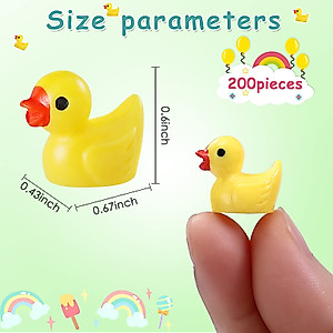 ROMROC Mini Resin Duck Bulk 200 Pack Tiny Ducks to Hide for Miniature Dollhouse Accessories Micro Garden Landscape Aquarium Potted Plants Ornament Christmas Prank DIY Décor, Yellow