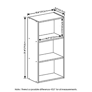 Furinno Luder 3-Tier Open Shelf Bookcase, Blackwood