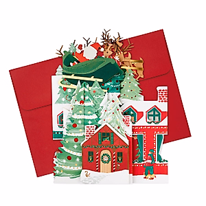 Hallmark Paper Wonder Pop Up Jumbo Christmas Card Holiday Tabletop Decor (Accordion Fold Christmas Village)