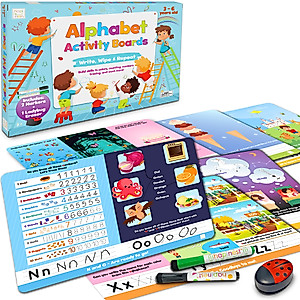 Hapinest Write and Erase Learn to Write Alphabet ABC Tracing Activity Boards for Preschool Kids Ages 3 4 5 6 Years Old and Up