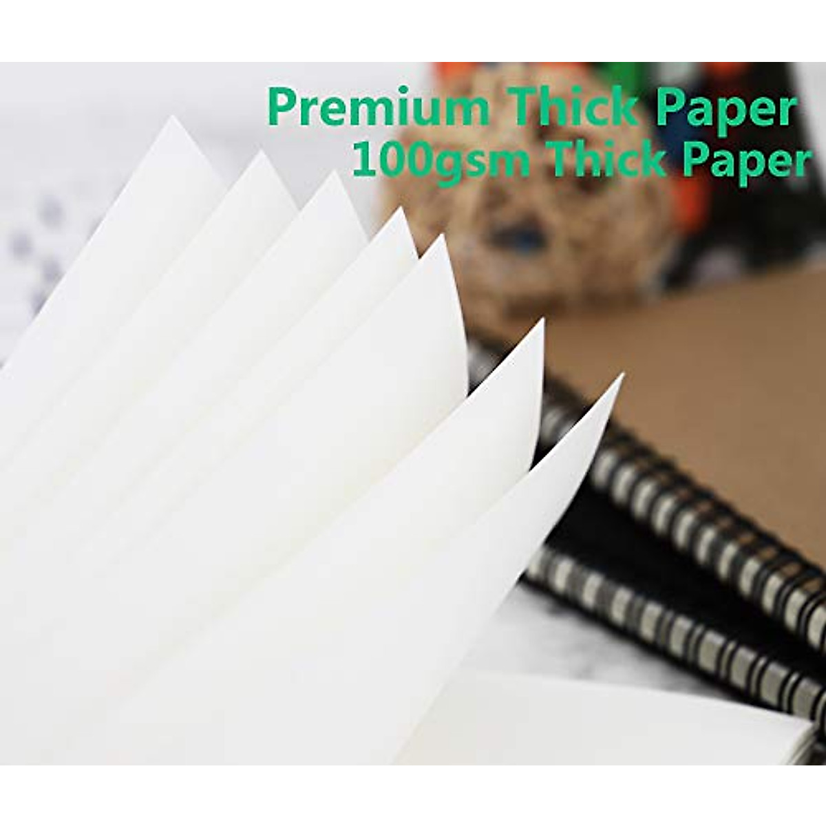 Zegrox 6 Pack Black cover Spiral Notebook, Blank Sketch Book Pad, Subject Notebooks,50 Sheets (100 Pages)-8.27x 5.59inch,A5 size Notebook.