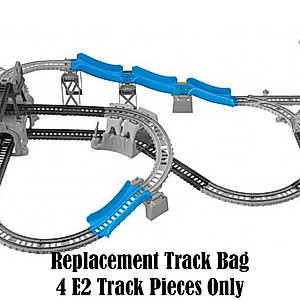 Replacement Parts for Thomas The Train - GBN45 ~ Thomas & Friends Trackmaster Percy 6 - in - 1 Set ~ Replacement Track Bag ~ 4 E2 Track Pieces ~ Blue