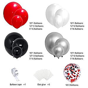 Red Black Balloon Garland kit, 120pcs Red Silver Black Balloons and Confetti Balloons for Prom Single Party Baby Shower Birthday Graduation Decorations