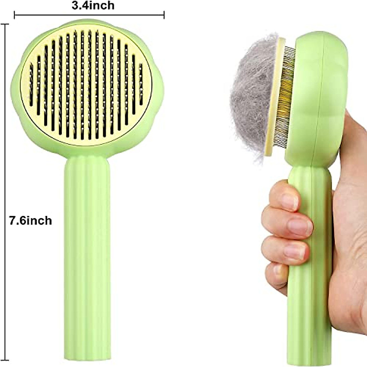AESALUTOY Cat Brush for Shedding Indoor Cats - Cat Hair Brush for Deshedding Long Haired Cats, Self Cleaning Cat Grooming Brush, Slicker Brush for Cats, Kitten and Short Haired Dogs, Cat Fur Comb Brush with Two Cat Hair Combs(Green)