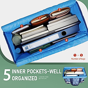 MHOMER Large Utility Tote Bag for Women, Zip-Top Teachers Tote Bag with 12 Pockets, Waterproof Nurse Bag for Working Women