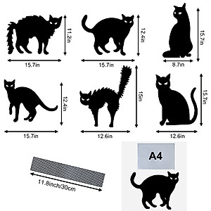 Leyaron 6 Pack Black Cat Yard Signs Halloween Decor with 12 Metal Stakes, Scary Black Cat Halloween Outdoor Decorations with 6 Pairs Glowing Eyes for Home Yard Garden Lawn Party Props Supplies