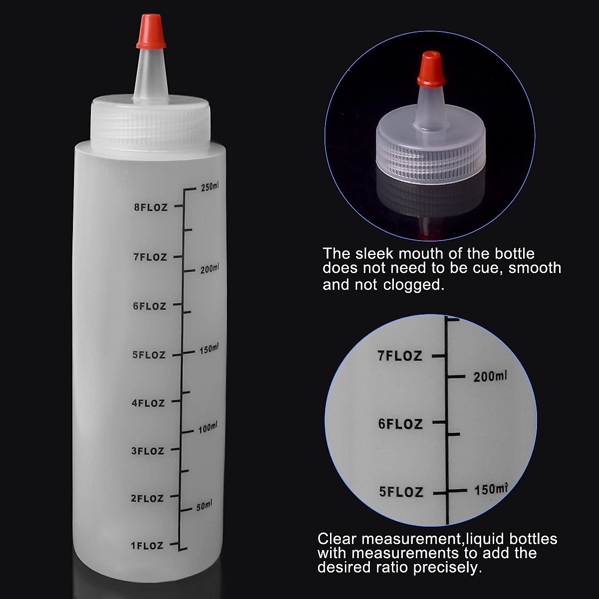 Dokpav 3 Pcs Plastic Squeeze Bottles with Red Cap, Squeeze Condiment Bottles for Ketchup Sauce Dressing Honey Butter, Squeeze Condiment Dispenser of Cooking Painting Crafting(White)