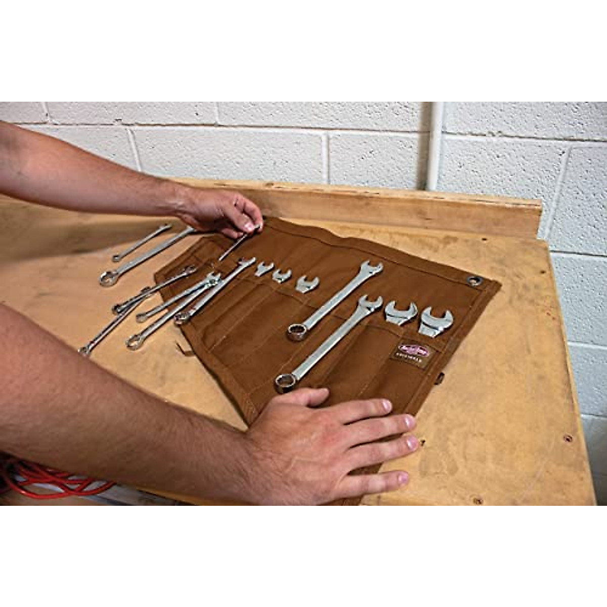 BucketBoss 70003 Tool and Wrench Set Roll with 11 Pockets in Brown