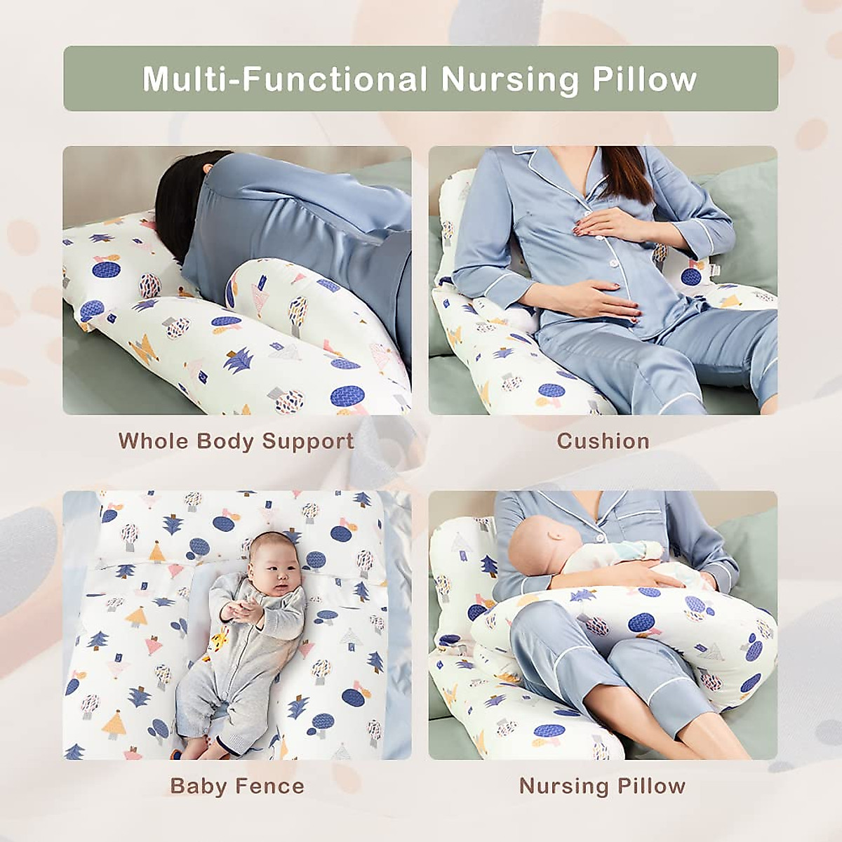 SEEDNUR Pregnancy Pillows U Shaped Full Body Maternity Pillow with Removable Cover 70 Inch Maternity Pillows for Sleeping(Gray)