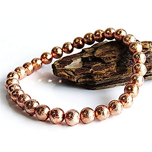 7mm Genuine Natural Gibeon Meteorite Rose Gold Plated Jewelry Round Bead Bracelet AAAA