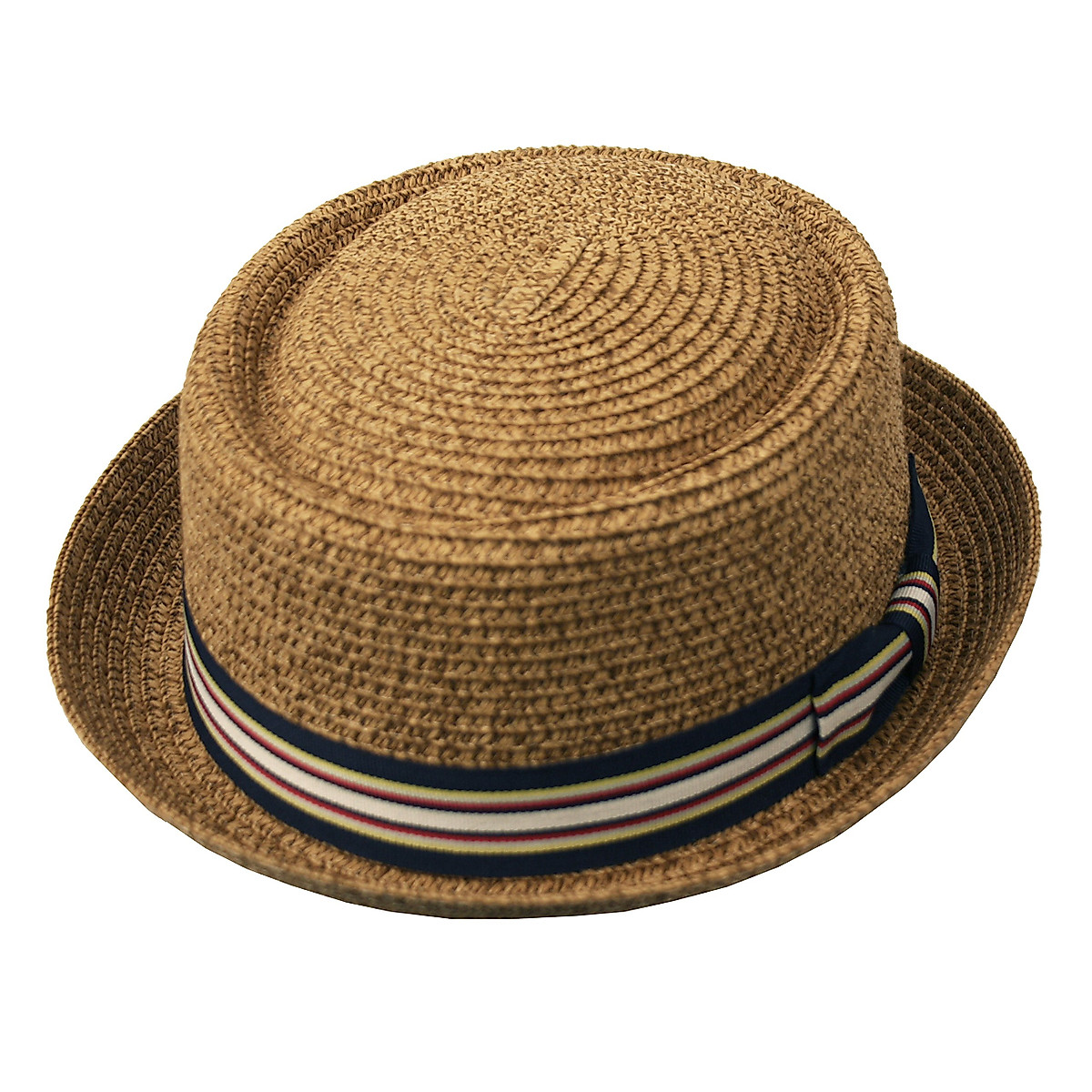 Men's Fancy Summer Straw Pork Pie Derby Fedora Upturn Brim Hat (Large-XLarge, Toast)