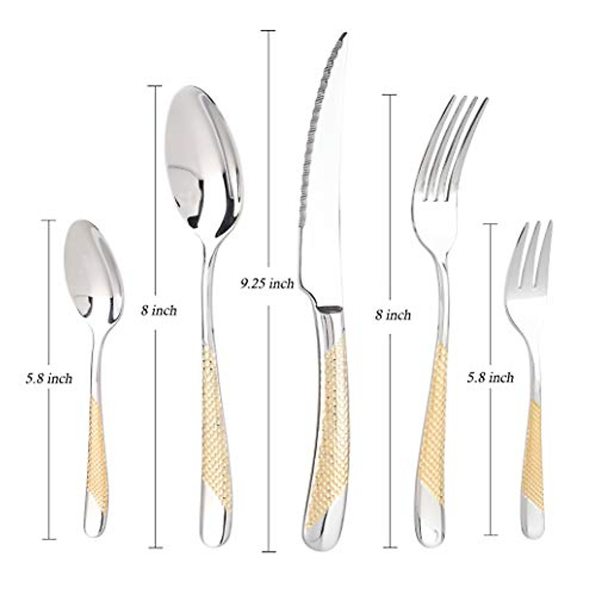 Silverware Set Stainless Steel Flatware Tableware Cutlery Set Include Knife Fork Spoon Gold Silver Cutlery Set 5 Pcs(Gold)