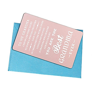 TANWIH Best Grandma Ever Gifts Grandmother Birthday card, Grandma Christmas Card, Engraved Wallet Insert