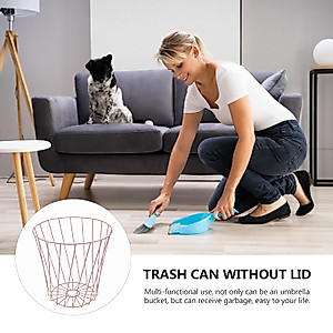 Zerodeko Home Office Decor Trash Garbage Can Wastebasket Rustic Metal Wire Hollow Litter Rubbish Container Bin for Bathroom Bedroom Kitchen Home Office Entryway Decor