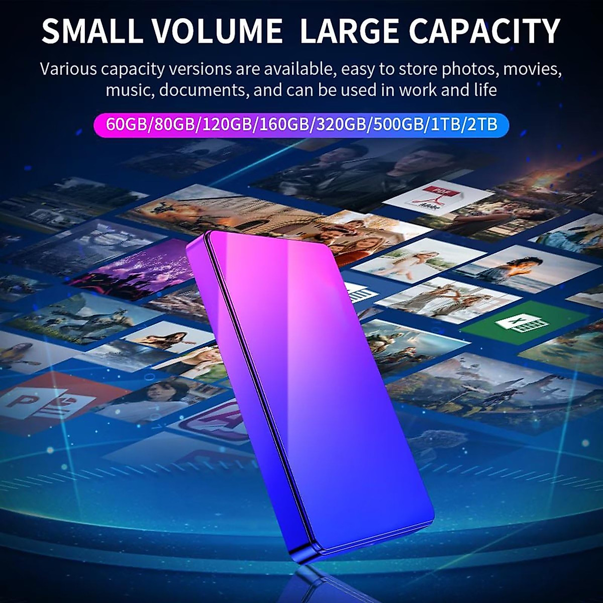 Portable External Hard Drive 500GB 1TB 2TB 4TB 2.5 inch UASP External Mobile Data Storage Hard Disk USB 3.0 Ultra Slim Aluminum HDD Backup for PC/Desktop/Laptop/TV/Mac/MacBook/Windows,Black,1TB