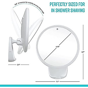 Airia Living Battery Powered Heated Glass Fogless Efficient Shaving Mirror Shatterproof Shower Mirror with 3M Tape, Razor Holder, & 360 Swivel, Black 7.1" x 8.7"