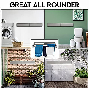 SCAR EMPIRE Space Saver Wall Mounted Drying Rack Holds 60 lbs Capacity - Stainless Steel Laundry Drying Rack Foldable - Sweater, Towel, Clothes Drying Rack Wall Mounted for Indoor & Outdoor (White)