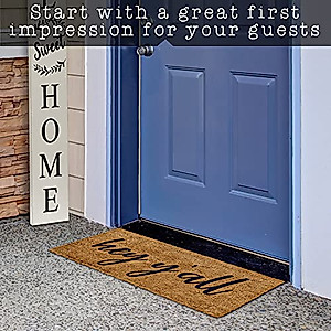 Hey Y'all Welcome Mat Outdoor 30x17 Inch Funny Coir Doormat with Anti-Slip Backing, Hey Yall Door Mat, Entrance Natural Outdoor Door Mat Southern Door Mat Hey Yall Doormat Front Door Mat Hey Yall