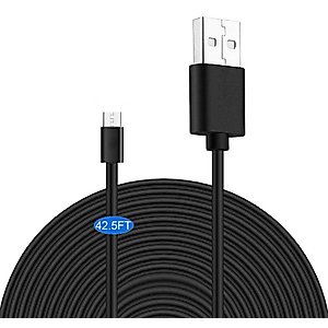 MOYEEL 42.5Ft(13M) Power Extension Cable for Wyze Cam/Wyze Cam Pan, Blink Mini/Blink XT Cam, Yi Camera, NestCam Indoor and Quick Charge Power for Home Security Camera (Black) (1 Pack)