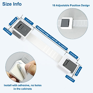 Cabinet Locks for Babies Aosite 6 Pack Child Safety Cabinet Locks Childproof Drawer Latches Baby Proof Straps Locks Adjustable Refrigerator Lock Door Lock for Furniture, Kitchen, Toilet, No Drilling
