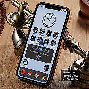 Casus Logo View Compatible with iPhone 12 Pro Max Case Slim Premium Vegan Leather Classic Luxury Elegant Thin Cover (2020) 6.7" (Brown)