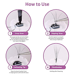 Teenitor 200 Pack Eyelashes Extension Volume Lashes Fan Blossom Cups, Glue Holder and Lash Organizer Supplies Tools