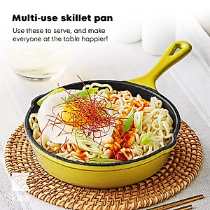 Klee Enameled Cast Iron Skillet, Set of 3 (8-inch, 10-inch, 12-inch) - Multipurpose Cooking Pan with Porcelain Enamel Coating and Pour Spout - Safe for Any Stovetop and Oven Up To 500°F