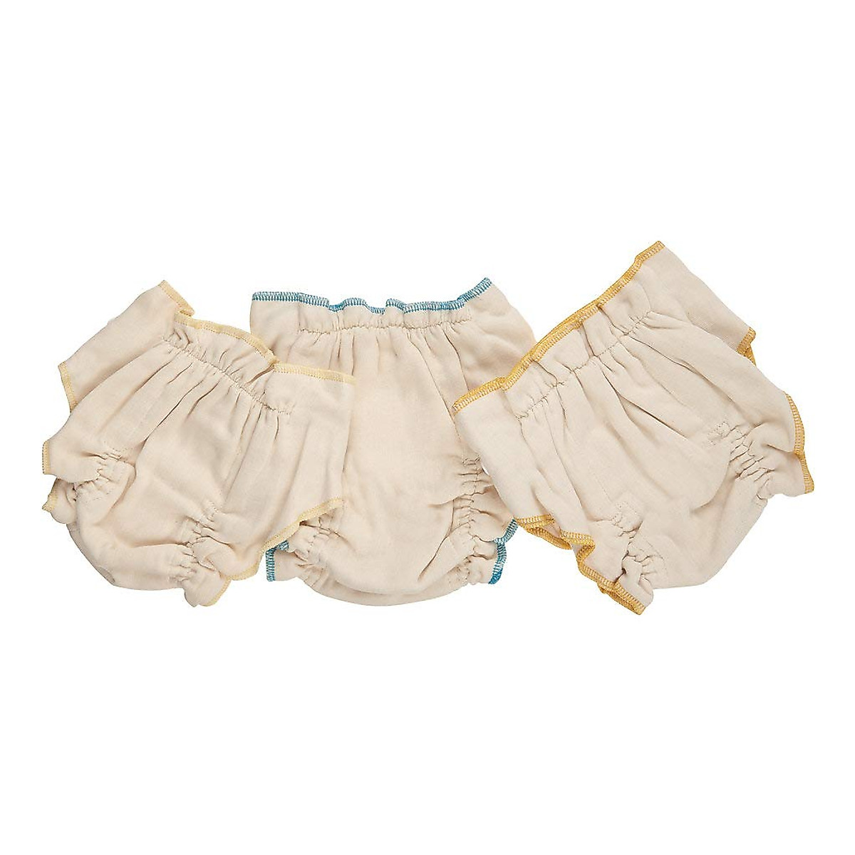 Linteum Textile Fitted Cloth Diapers with Snap Closures, 100% Cotton Adjustable Snaps with Removable Inserts (3-Pack, Medium 14-23 lb)