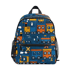 Funny Steam Train Toddler Backpack for Boy's/Girl's Cute Children Kindergarten School Book Bag with Chest Strap Cartoon Train