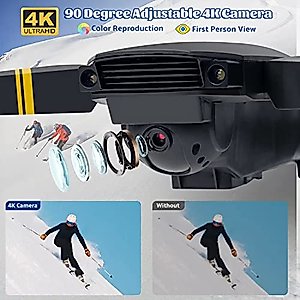 E58 Drone with Camera for Adults/Kids Foldable RC Quadcopter Drone with 4K HD Camera, WiFi FPV Live Video, Altitude Hold, One Key Take Off/Landing, 3D Flip, APP Control